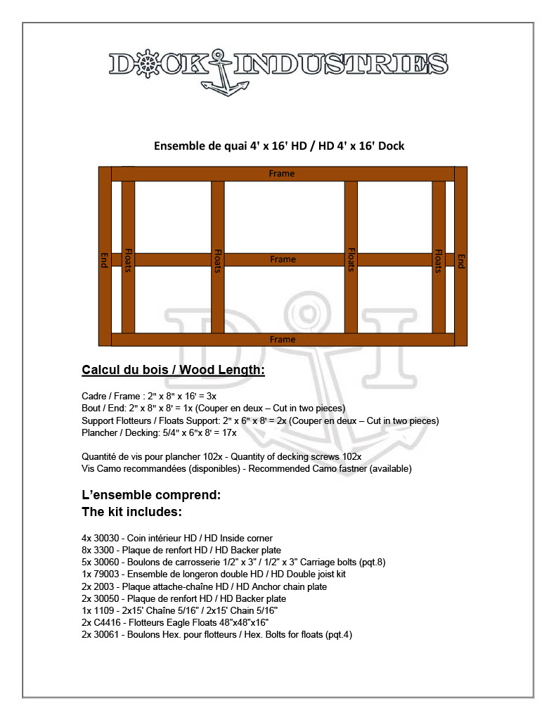 Heavy Duty dock kit 4'x16' - Dock Industries