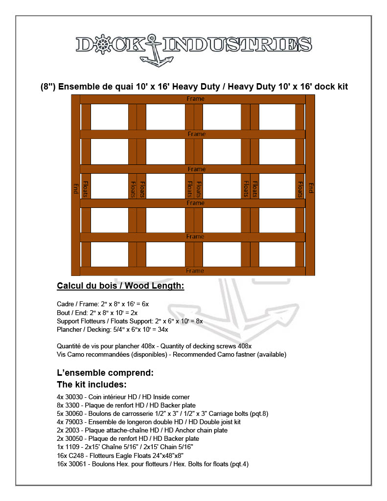 Heavy Duty dock kit 10'x16' - Dock Industries Heavy Duty dock kit 10'x16' - Dock Industries