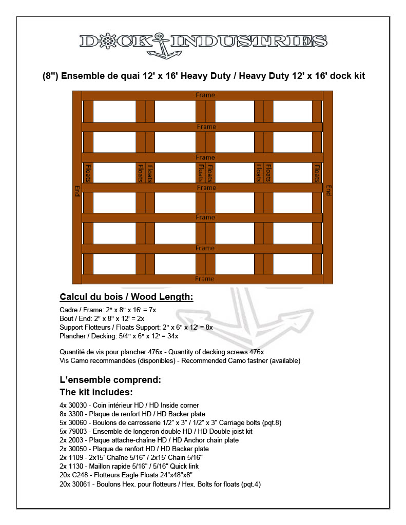 Heavy Duty dock kit 12'x16' - Dock Industries
