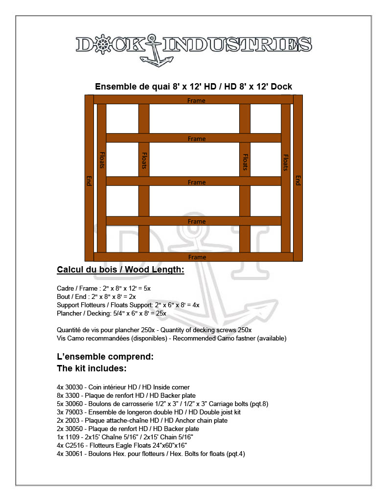 Heavy Duty dock kit 8'x12' - Dock Industries Heavy Duty dock kit 8'x12' - Dock Industries