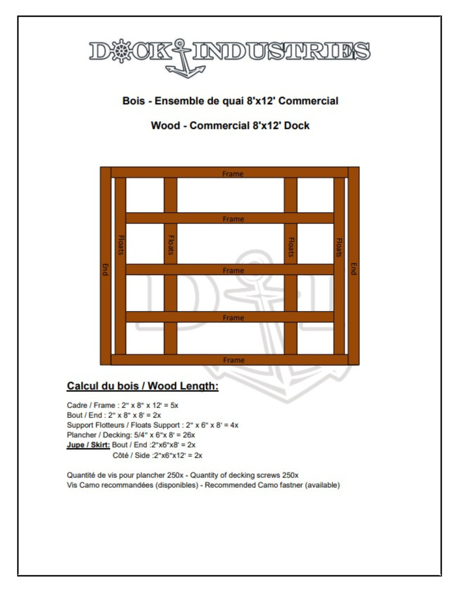 Commercial dock kit 8'x12' - Unanchored - Dock Industries
