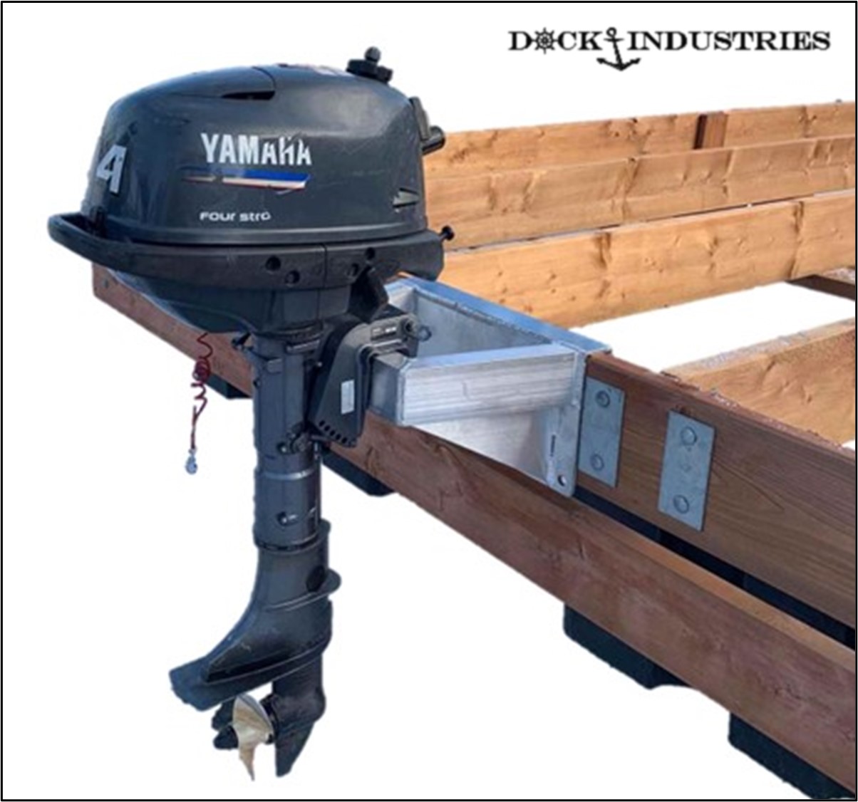 Offset aluminum outboard motor mount - Dock Industries